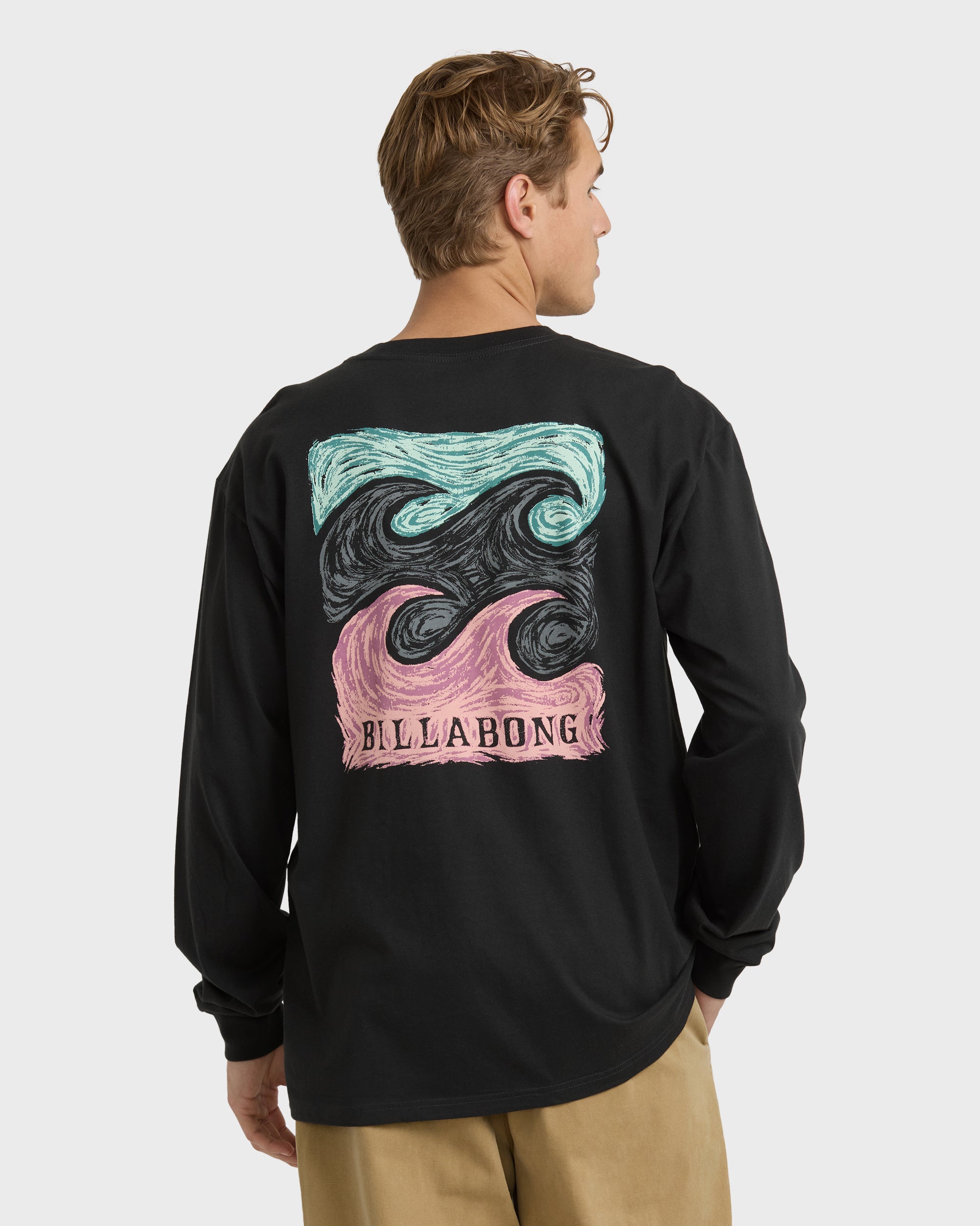 Crayon Wave Regular Long Sleeve T-Shirt - Washed Black | Billabong