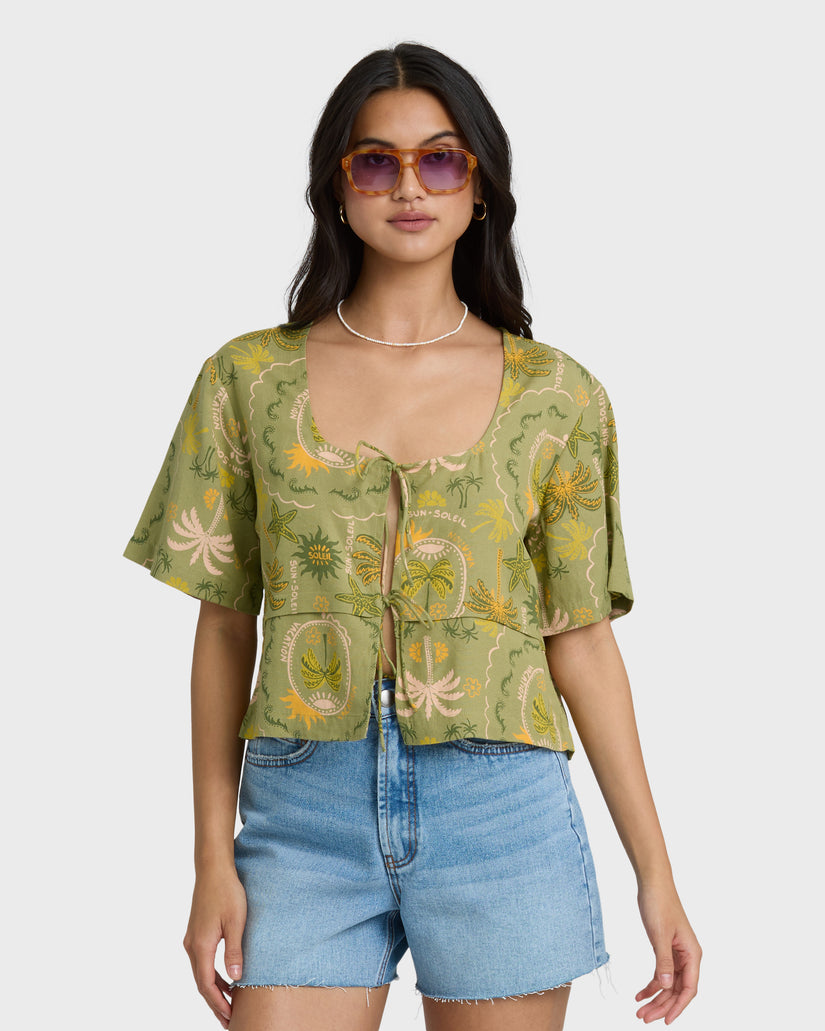 Totally Tropic Short Sleeve Woven Top - Cedar | Billabong