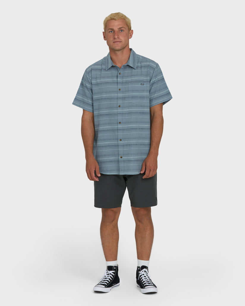 All Day Stripe Short Sleeve Shirt - Blue Fog | Billabong